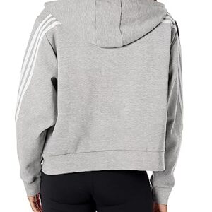 adidas Women's Future Icon Three Stripes Full-Zip Hoodie, Medium Grey Heather, Large