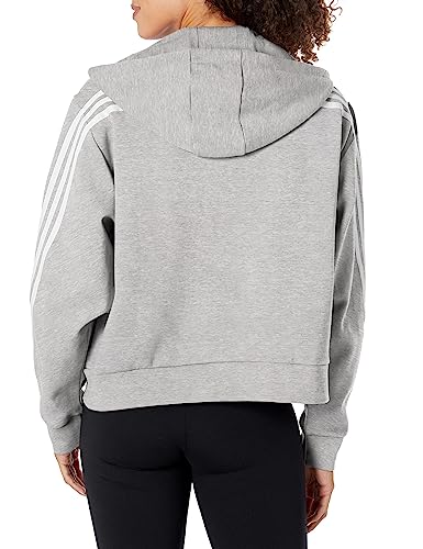 adidas Women's Future Icon Three Stripes Full-Zip Hoodie, Medium Grey Heather, Large