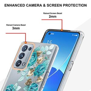 SATURCASE Case for Oppo Reno 6 Pro 5G, Beautiful Flower Ultra Thin Soft TPU Silicone Border PC Panel Protective Back Cover for Oppo Reno 6 Pro 5G (YV-6)