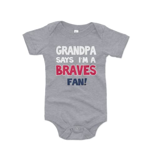 NanyCrafts' Grandpa Says I'm a Braves Fan Baby Bodysuit 12 Months Heather