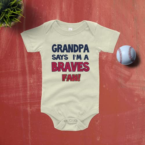 NanyCrafts' Grandpa Says I'm a Braves Fan Baby Bodysuit 12 Months Heather