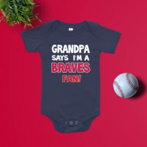 NanyCrafts' Grandpa Says I'm a Braves Fan Baby Bodysuit 12 Months Heather