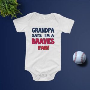 NanyCrafts' Grandpa Says I'm a Braves Fan Baby Bodysuit 12 Months Heather