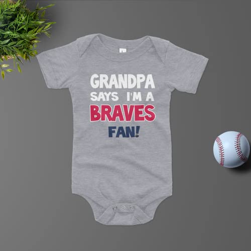 NanyCrafts' Grandpa Says I'm a Braves Fan Baby Bodysuit 12 Months Heather