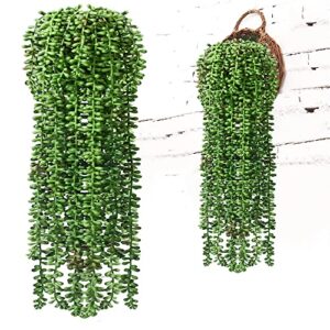 bohosm 3pcs fake string of pearls plant artificial hanging plants faux string of pearls artificial succulents plants artificial string of pearls plants fake hanging plant (succulents)