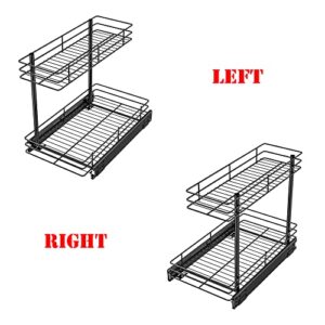 HOSUN Pull Out Under Sink Cabinet Organizer, 2 Tier Slide Wire Shelf Basket- 10.43W x 17.32D x 14.56H - Request at Least 12 inch Cabinet Opening, Perfect For Kitchen/vanity Under Sink Storage