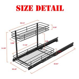 HOSUN Pull Out Under Sink Cabinet Organizer, 2 Tier Slide Wire Shelf Basket- 10.43W x 17.32D x 14.56H - Request at Least 12 inch Cabinet Opening, Perfect For Kitchen/vanity Under Sink Storage