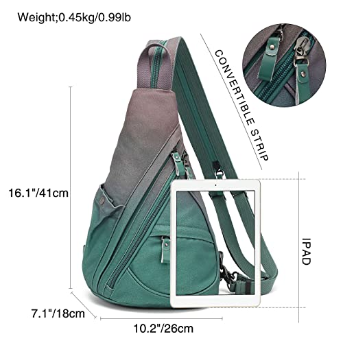 KL928 Canvas Sling Bag - Small Crossbody Backpack Shoulder Casual Daypack Rucksack for Men Women