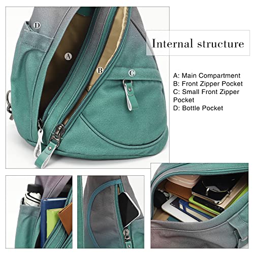 KL928 Canvas Sling Bag - Small Crossbody Backpack Shoulder Casual Daypack Rucksack for Men Women