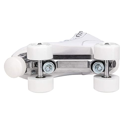 Skate Gear Retro Quad Roller Skates with Structured Boot (White, Women's 13 / Men's 12)