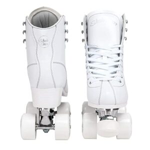 Skate Gear Retro Quad Roller Skates with Structured Boot (White, Women's 13 / Men's 12)