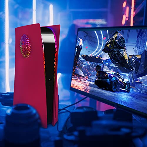 SIKEMAY PS5 Face Plates for Playstation 5 Console Disc Edition, PS5 Accessories ABS PS5 Cover Plates with Fan Vents, Hard Shockproof Anti-Scratch Replacement Protective Shell PS5 Cosmic Red Plates