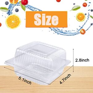 Jizvxe 100 Pack Clear Plastic Square Hinged Food Container,Disposable Plastic To Go Containers with Clear Lids,Cake Slice Containers Clamshell Takeout Tray for Pastry,Salad,Dessert(5.1"x 4.7"x 2.8")