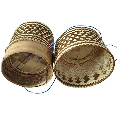 Bamboo Sticky Rice Serving Basket Handmade ''KRA-Tip'' Thai Laos Traditional Weave Wickerwork with Vegetable Based Dye Serving Travel Picnic Keeping Sticky Rice After Steaming Keep Sticky Rice Warm