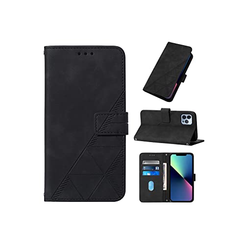 Fashion with Card Slot Stitching Leather Case Business Decompression Mobile Phone Flip Back Cover (Black,for Infinix Smart 5)