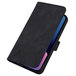 Fashion with Card Slot Stitching Leather Case Business Decompression Mobile Phone Flip Back Cover (Black,for Infinix Smart 5)