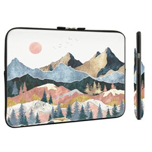 Lapac Laptop Sleeve Bag 13-14 Inch Nature Mountain, Pink Forest Water Repellent Neoprene Light Weight Computer Skin Bag, Sunset Landscape Notebook Carrying Case Bag for MacBook Pro 14, MacBook Air 13