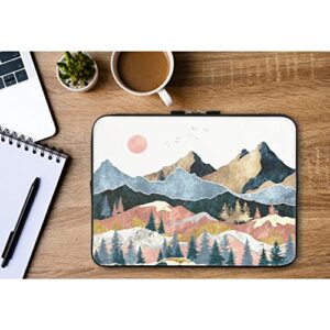 Lapac Laptop Sleeve Bag 13-14 Inch Nature Mountain, Pink Forest Water Repellent Neoprene Light Weight Computer Skin Bag, Sunset Landscape Notebook Carrying Case Bag for MacBook Pro 14, MacBook Air 13