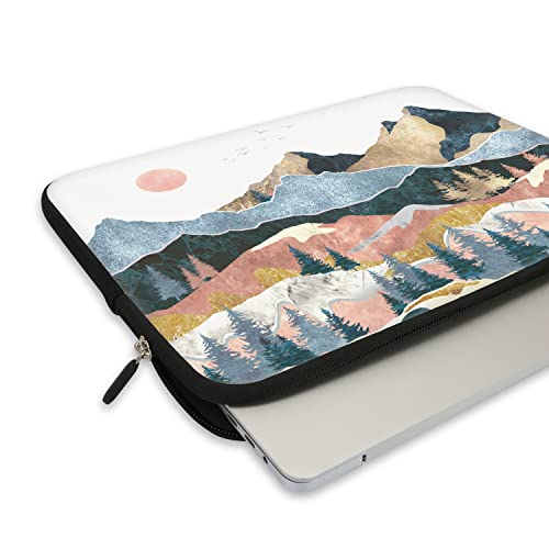 Lapac Laptop Sleeve Bag 13-14 Inch Nature Mountain, Pink Forest Water Repellent Neoprene Light Weight Computer Skin Bag, Sunset Landscape Notebook Carrying Case Bag for MacBook Pro 14, MacBook Air 13