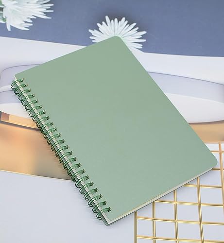 Yansanido Spiral Notebook, 4 Pcs 4 Color A5 Size Thick Plastic Hardcover 8mm Ruled Paper 80 Sheets (160 Pages) Journal for School and Office Supplies (4 Pcs A5)