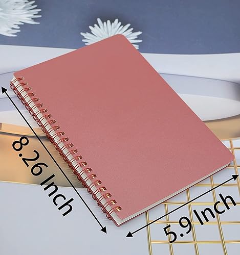 Yansanido Spiral Notebook, 4 Pcs 4 Color A5 Size Thick Plastic Hardcover 8mm Ruled Paper 80 Sheets (160 Pages) Journal for School and Office Supplies (4 Pcs A5)