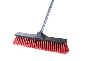 push broom heavy-duty indoor outdoor floor cleans brush bristles adjustable steel handle pole 55” wide 16” lightweight scrub sidewalk driveway yard patio garage concrete wood stone tile wall