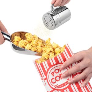 302 Pieces Popcorn Machine Supplies Bundle Includes Stainless Steel Popcorn Scoop, Popcorn Seasoning Dredge Shaker, 300 Pcs 1 oz Popcorn Bags for Home Kitchen Theater Movie Use