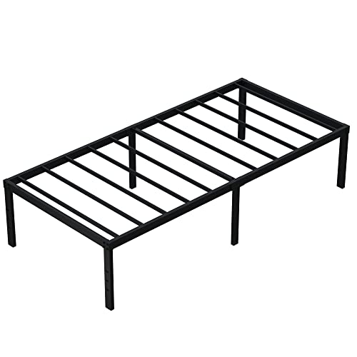 DiaOutro 18 Inch Twin XL Bed Frame Heavy Duty No Box Spring Needed Metal Platform with Maximum Storage, Easy to Assembly, Noise Free, Black