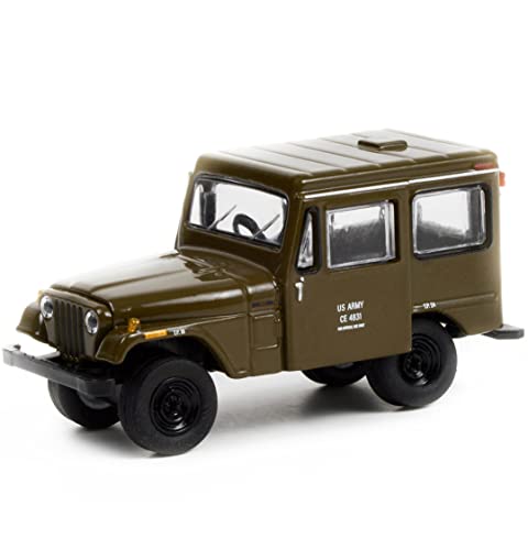 1970 DJ-5 Dark Olive Green U.S. Army Battalion 64" Release 1 1/64 Diecast Model Car by Greenlight 61010 C