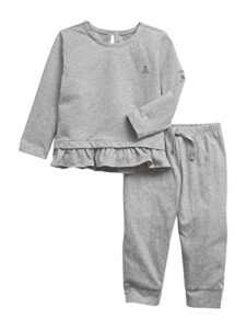 gap baby girls ruffle hem outfit set b10 grey heather 6-12m