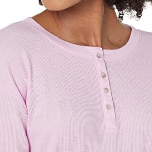 GAP Womens Long Sleeve Waffle Henley Shirt, Lavender Pink, Medium US