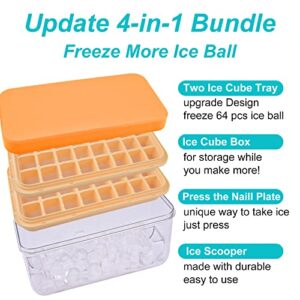 Burfocus Ice Cube Tray with Lid and Bin, Ice Trays Ice Maker for Freezer with Container Silicone Ice Cube Tray Mold Easy Release BPA Free Large Ice Cube Maker for Whiskey,Cocktail