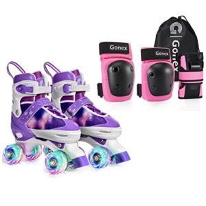 gonex size s roller skates with protective gear set s - skateboard elbow pads knee pads with wrist guards for kids