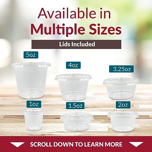 Reli. 3.25 oz Small Containers with Lids (250 Sets) | Jello Shot Cups with Lids | Clear Plastic Condiment Containers with Lids | 3 oz Portion Cups with Lids | 3 oz Sauce Cups with lids | Souffle Cups