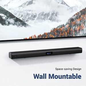 Tribit 38-inch 100W Soundbar for TV: 2.2ch with 6 Built-in Speakers, Bluetooth 5.0 or Optical/Aux/USB/HDMI Connection, 4 EQs, Home Theater System with Remote Control, Wall Mountable, LED Display