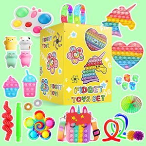 SUNNERLY Fidget Toys, 28 Pack Sensory Toy Set Bulk Stocking Stuffers Carnival Treasure Box Classroom Prizes Gifts Party Favors for Kids Adults Boys Girls, Stress Relief Anxiety Relief Autism Autistic