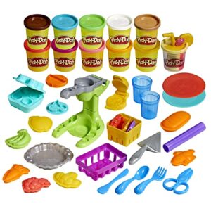 play-doh farmer's market kitchen playset, 28 play food accessories and tools, 11 colors, gifts for kids, preschool toys, ages 3+ (amazon exclusive)