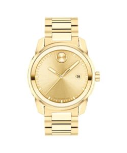 movado men's bold verso swiss quartz watch with stainless steel bracelet, yellow gold (model: 3600861)