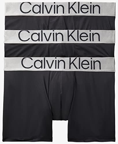 Calvin Klein Men's Reconsidered Steel Micro 3-Pack Boxer Brief, Black, Black, Black, Large