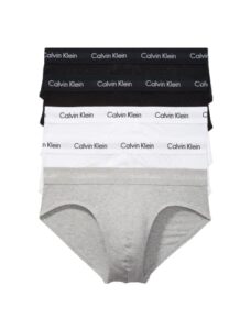 calvin klein men's cotton stretch 5-pack brief, 2 black, 2 grey heather, 1 white, medium