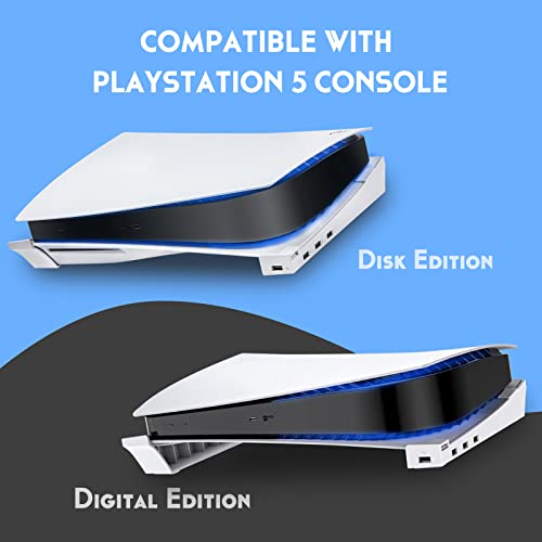 PS5 Horizontal Stand with 4 USB Extension, Including Data Interface and Charging, PS5 Accessories Base Stand Compatible with Playstation 5 Console Disc & Digital Editions