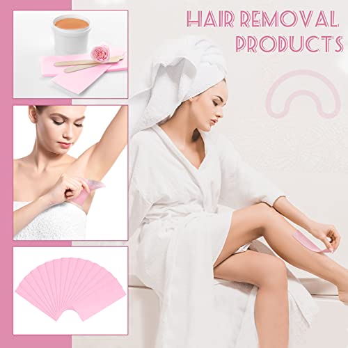 400 Pieces Non Woven Wax Paper Strips Facial and Body Hair Removal Waxing Strips Epilating 10 x 3.8 cm Wax Strip Paper (Pink)