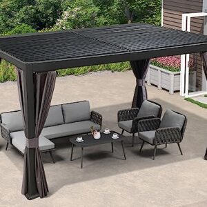 PURPLE LEAF Outdoor Louvered Pergola 10' × 13' Adjustable Metal Roof Hardtop Gazebo