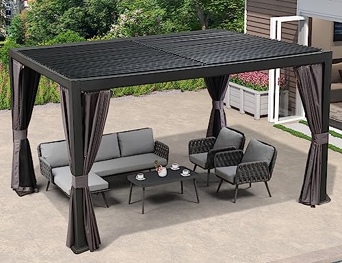 PURPLE LEAF Outdoor Louvered Pergola 10' × 13' Adjustable Metal Roof Hardtop Gazebo