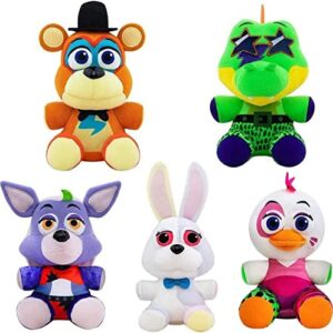 zufernab 5pcs fnaf plushies set, five nights at fre_ddy's plushies, 5 freddy's fanf plushie all