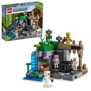 lego minecraft the skeleton dungeon set, 21189 construction toy for kids with caves, mobs and figures with crossbow accessories