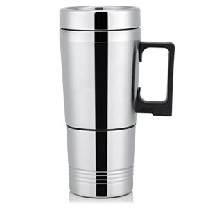 12V Car Heating Cup Car Heated Mug, 300ml Stainless Steel Travel Electric Coffee Cup Insulated Heated Thermos Mug(24V)