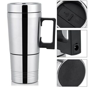 12V Car Heating Cup Car Heated Mug, 300ml Stainless Steel Travel Electric Coffee Cup Insulated Heated Thermos Mug(24V)