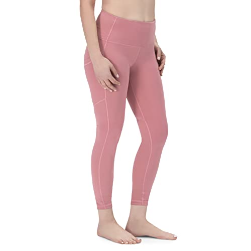 Rocky High Waisted Yoga Leggings, Workout Running Activewear Tummy Control Leggings for Women - Capri & Full Length Pants (25" Inseam 7/8 Dark Pink L)