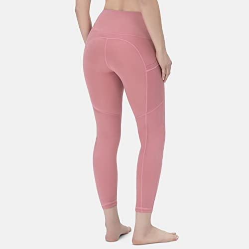 Rocky High Waisted Yoga Leggings, Workout Running Activewear Tummy Control Leggings for Women - Capri & Full Length Pants (25" Inseam 7/8 Dark Pink L)